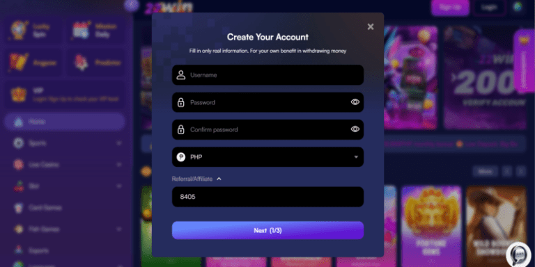 22WIN Sign Up Process - How to Verify Your 22WIN Account